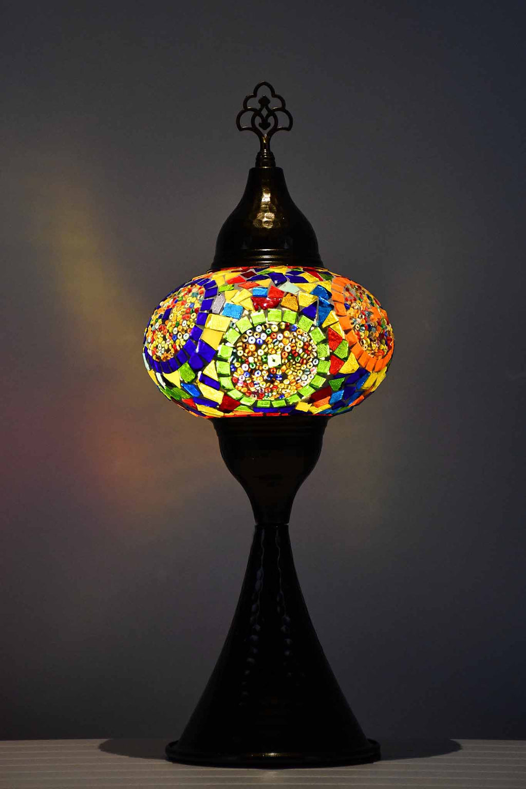 Turkish Bedside Lamp Hammered colourful muti circle | Hand Hammered – Sydney Grand Bazaar