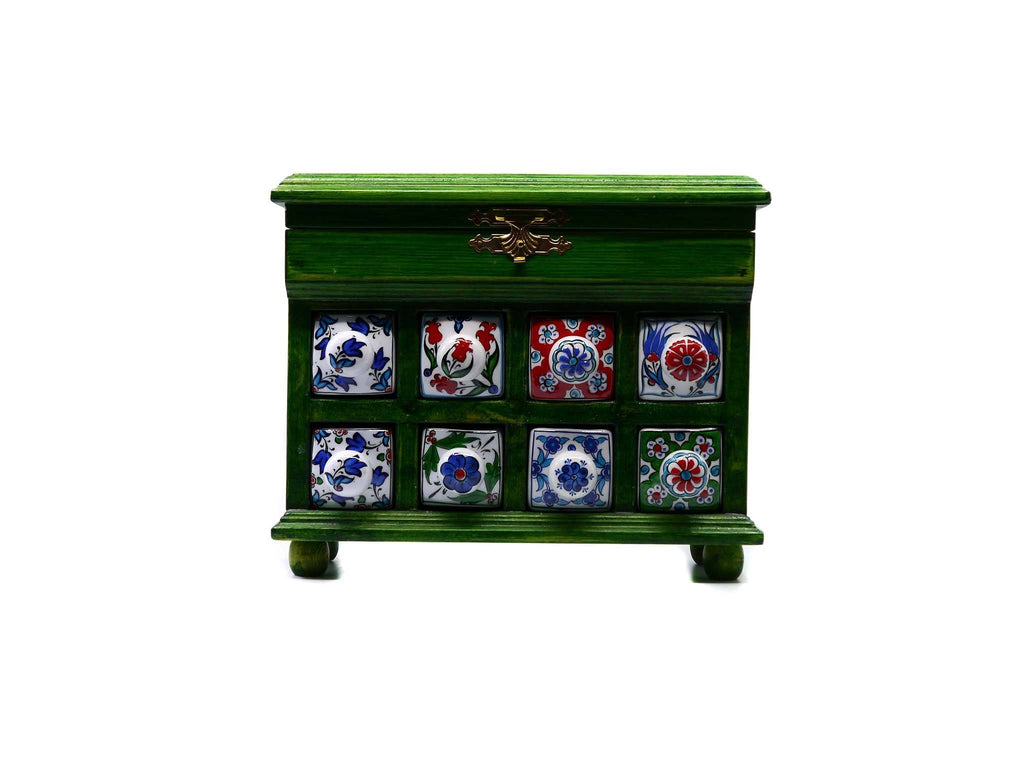 Handmade Wooden 8 Drawers Storage Green Colour- Sydney Grand Bazaar