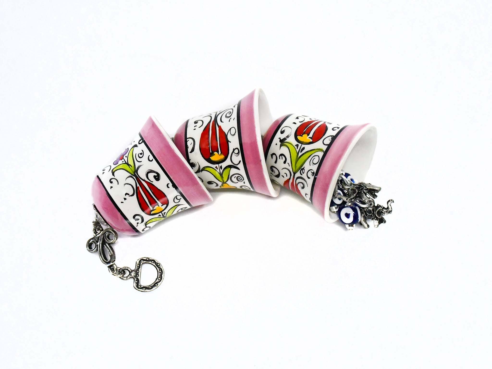 Turkish Ceramic Triple Bell Wind Chime Pink | Sydney Grand Bazaar