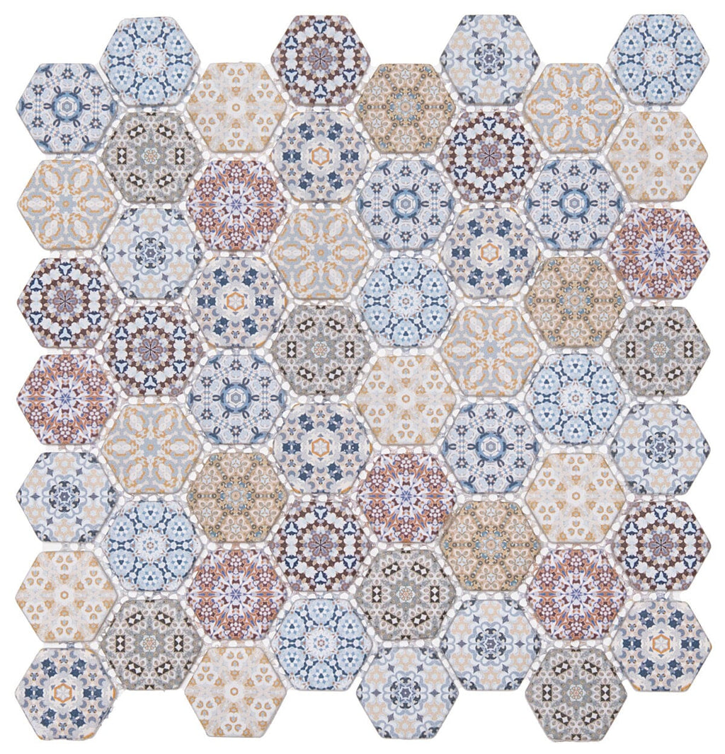 Antiqua Multicoloured Hexagon Mosaic Tile | Kitchen & Bathroom Tiles ...