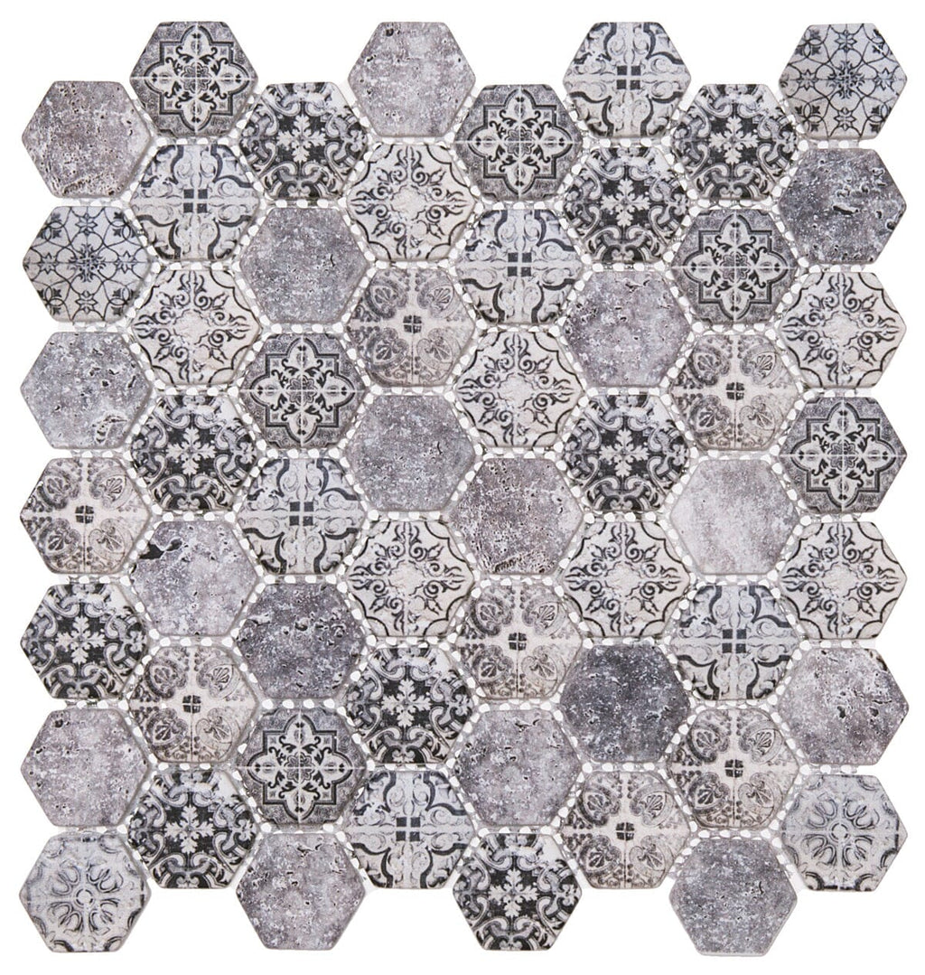 Apavisa Silver Hexagon Mosaic Tile | Kitchen & Bathroom Morroccan Tiles ...