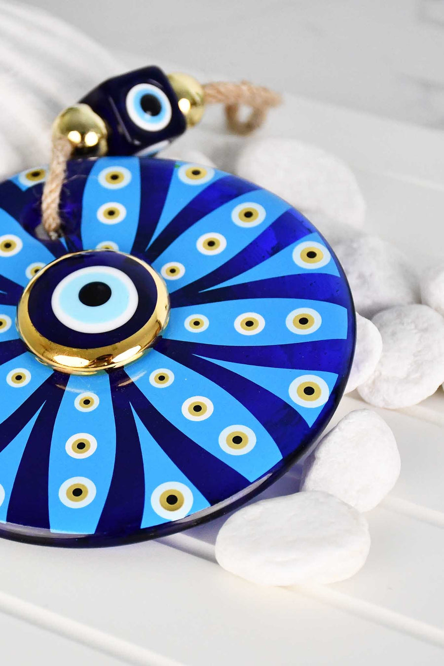 Evil Eye Double Glass Beads Blue Flower Wall Hanging Australia Sydney Grand Bazaar