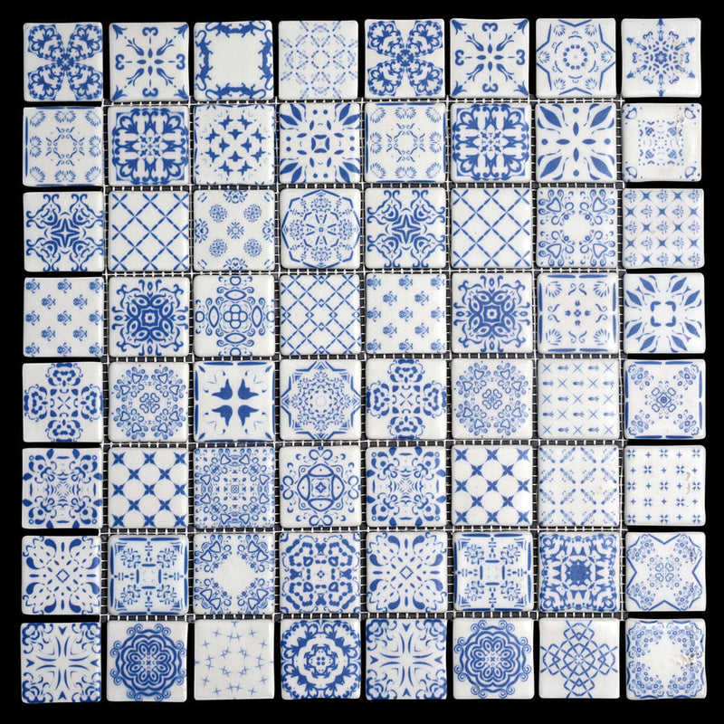 Retro Cloud Blue Mosaic Tile Square | Kitchen & Bathroom Tiles Online ...