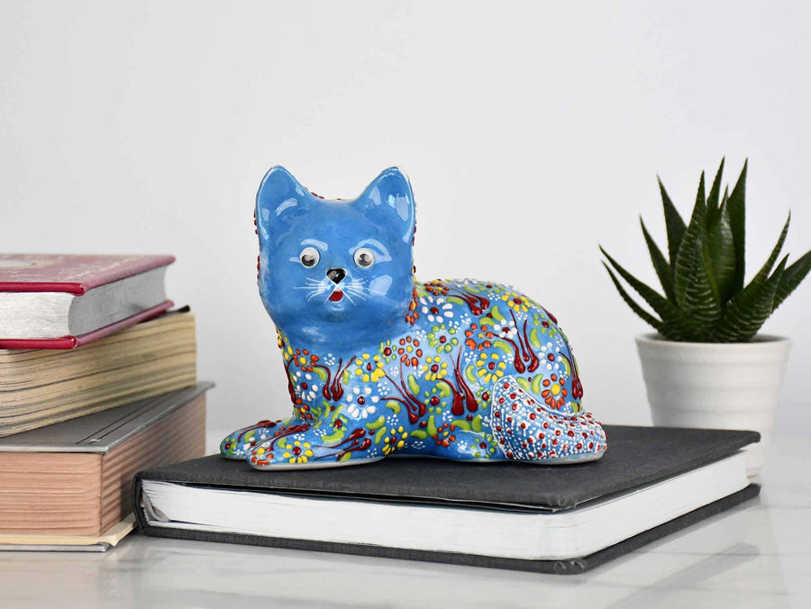Turkish Ceramic Cat Light Blue Squatting Dantel | Quality Homewares ...