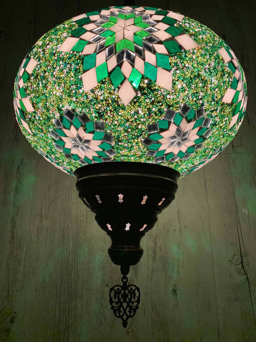 Turkish Mosaic Pendant Light Green Colour Star Pattern | Ceiling Light ...