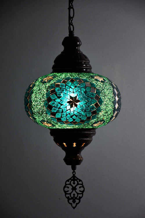 Turkish Ceiling Light Sea Green Star Pattern B4 | Ceiling Lights ...